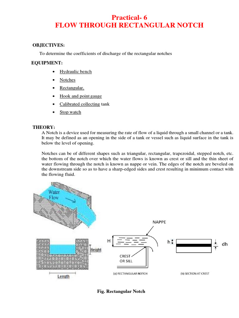 Rectangular Notch PDF | PDF | Discharge (Hydrology) | Soft Matter