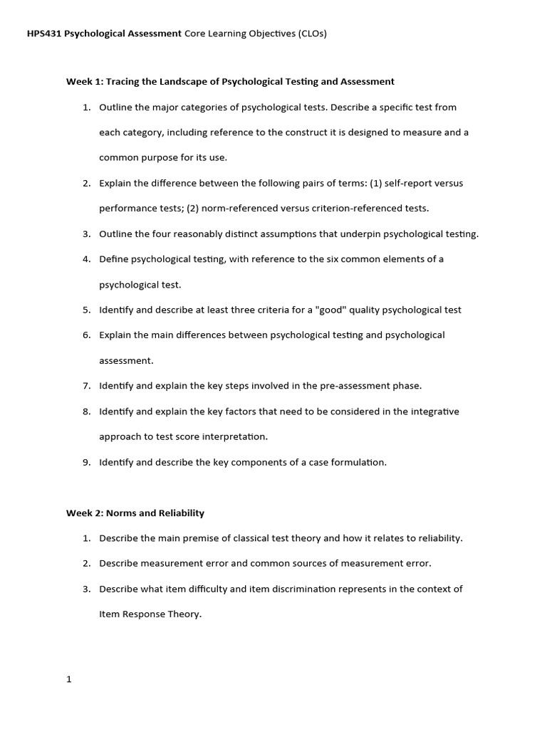 Core Learning Objectives | PDF