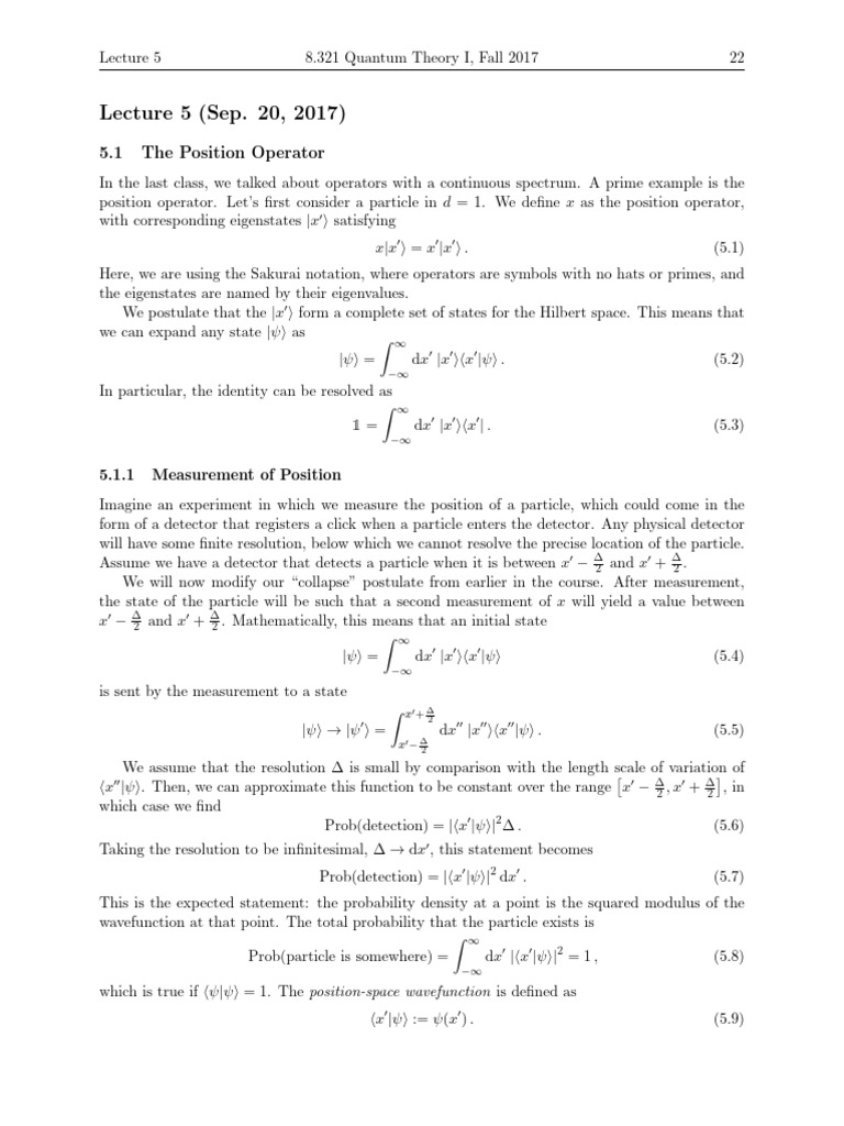 MIT8 321F17 Lec5 | PDF | Wave Function | Hilbert Space