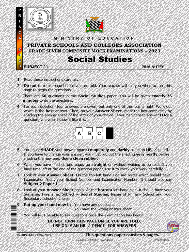 G7 Social Studies 2023 | PDF | Zambia