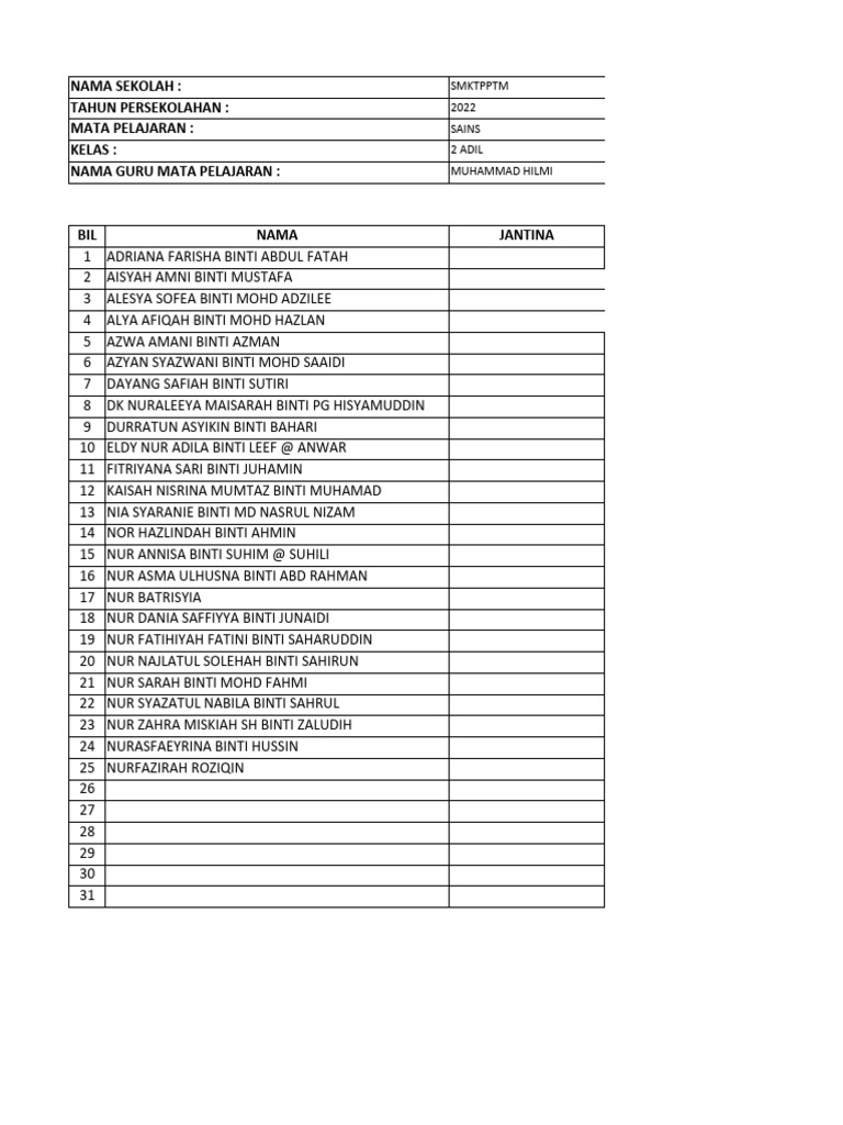 Borang Rekod Transit Ting 2 | PDF