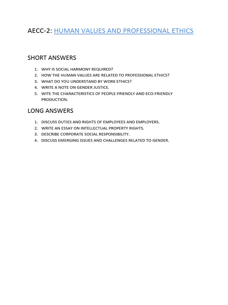 Human Values and Professional Ethics Guide | PDF