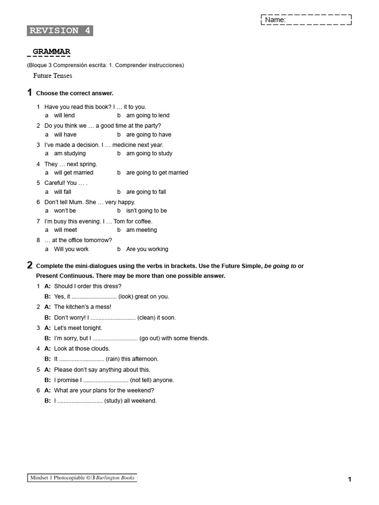 04mindset1 RevisionWorksheet4 | PDF | Linguistic Morphology | Language Mechanics