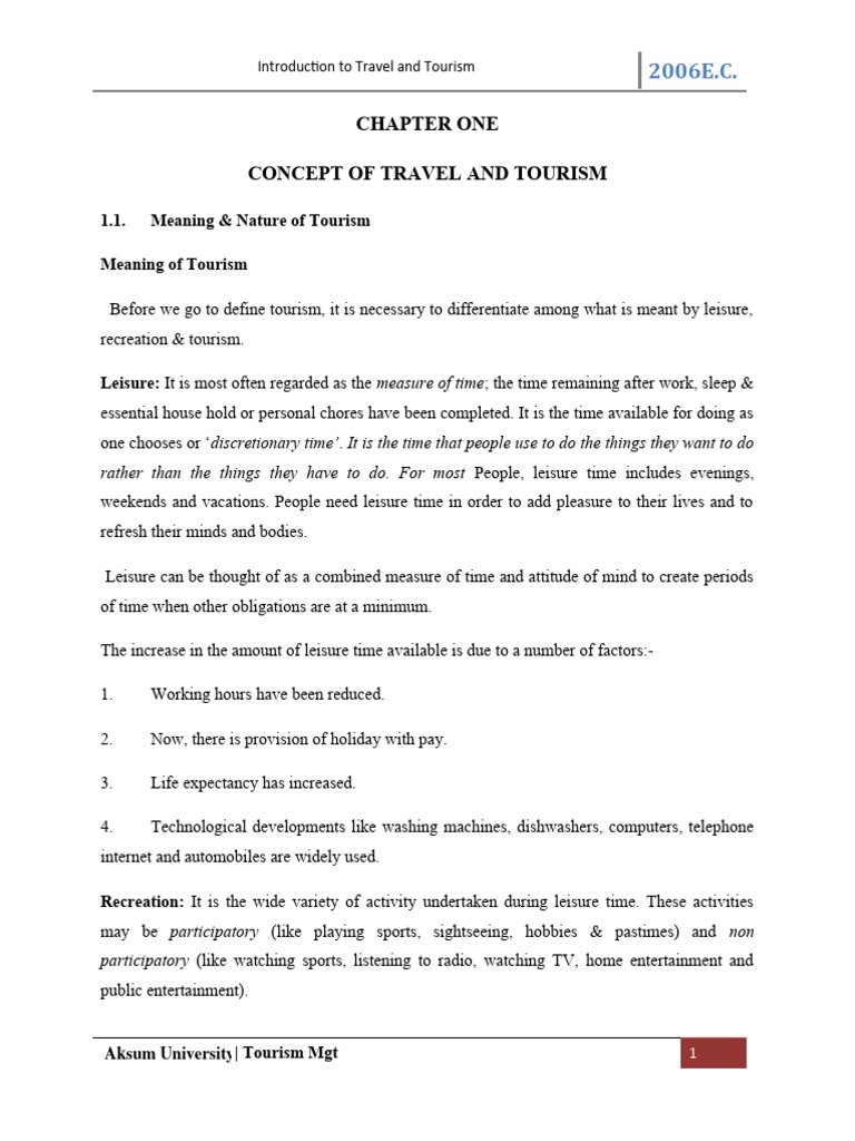 Introduction to Travel and Tourism | PDF | Tourism | Ethiopia