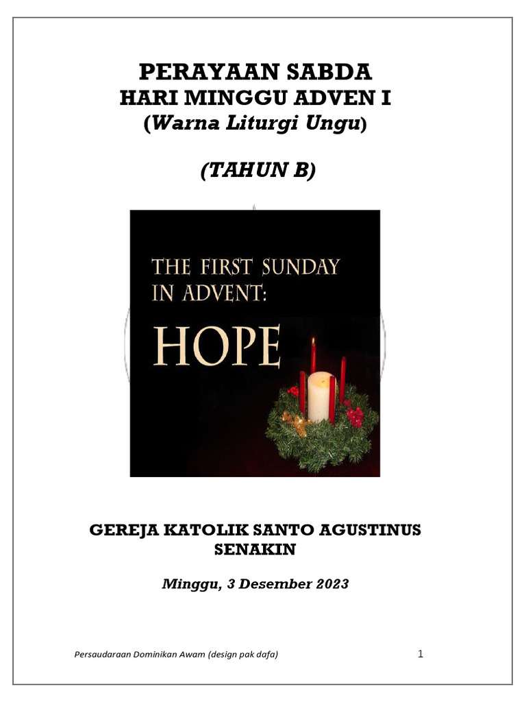 Hari Minggu Advent I Gksa Versi 2 | PDF