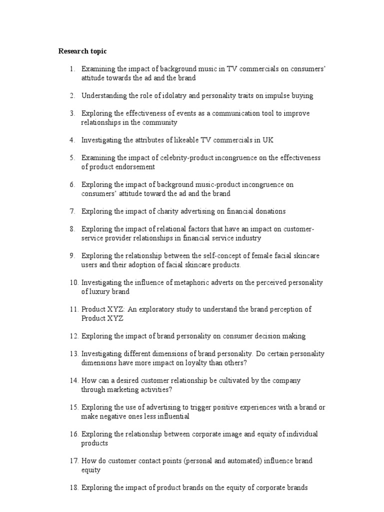 Examples of Research Topic | PDF