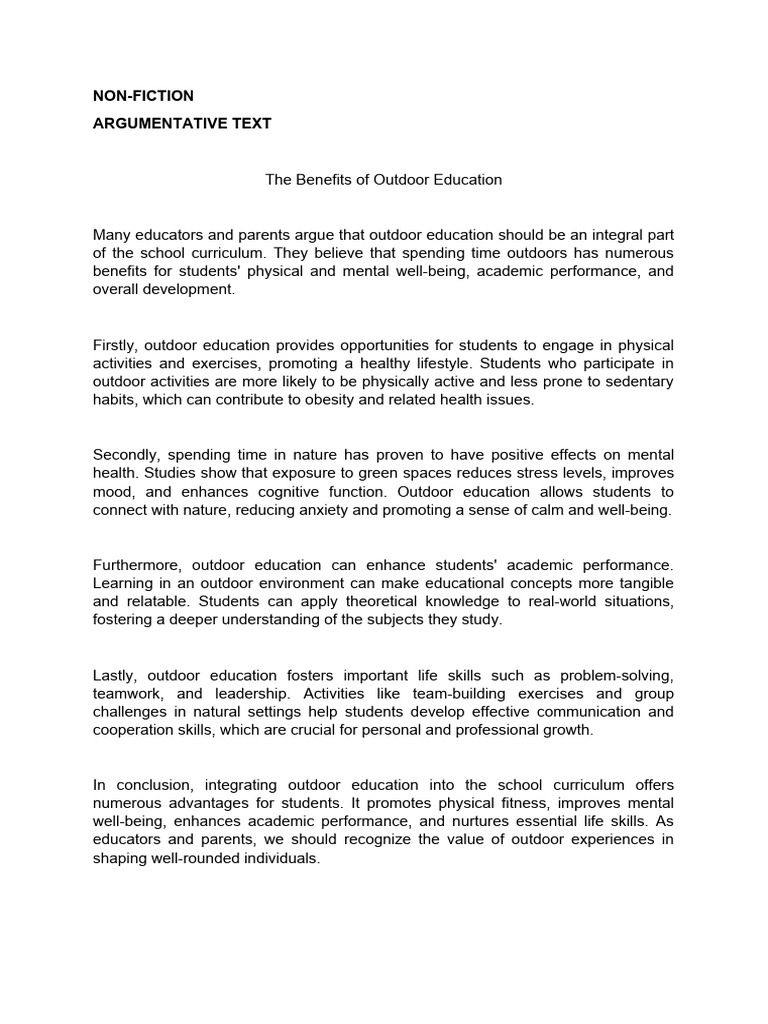 The Benefits of Outdoor Education | PDF | Learning | Leadership
