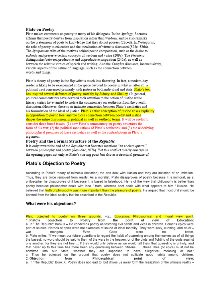 Plato On Poetry | PDF | Plato