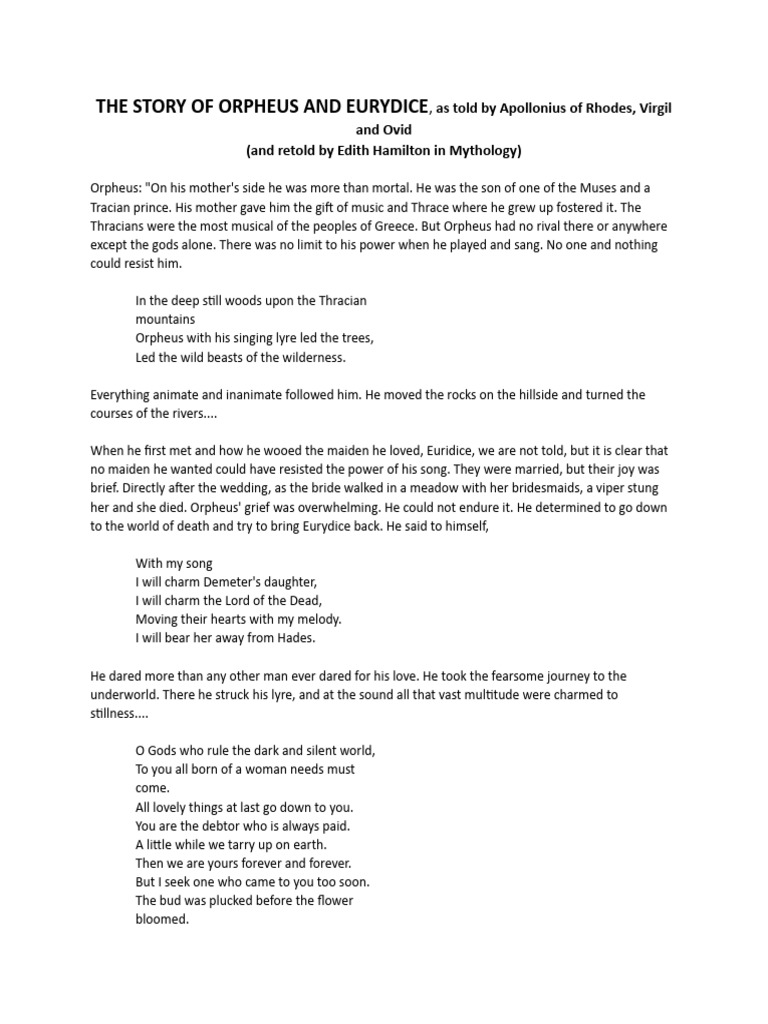 Orpheus and Eurydice Isesend Version | PDF | Orpheus | Hades