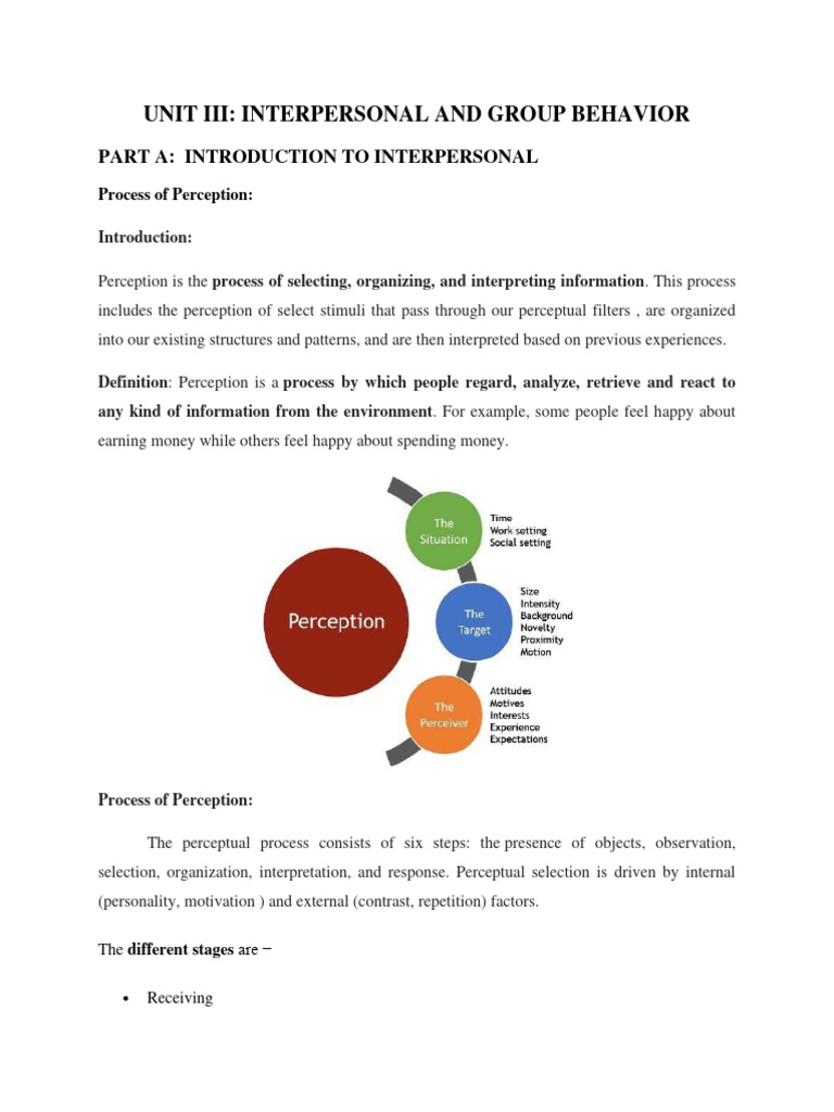 Interpersonal Perception in Organizations | PDF | Perception ...