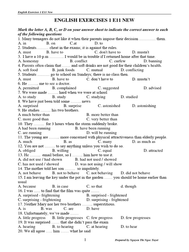 ENGLISH EXERCISES 1 E11 | PDF | Happiness | Feeling