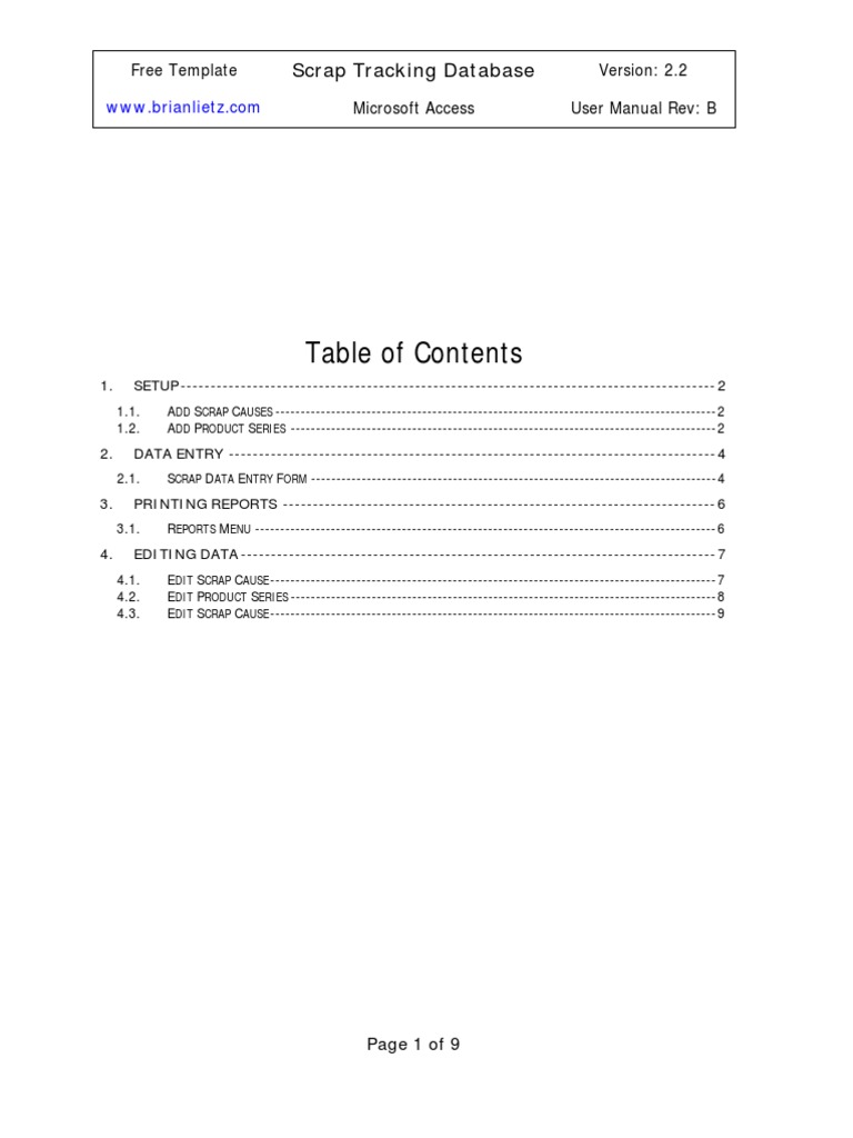 Scrap Database | PDF | Microsoft Access | Databases