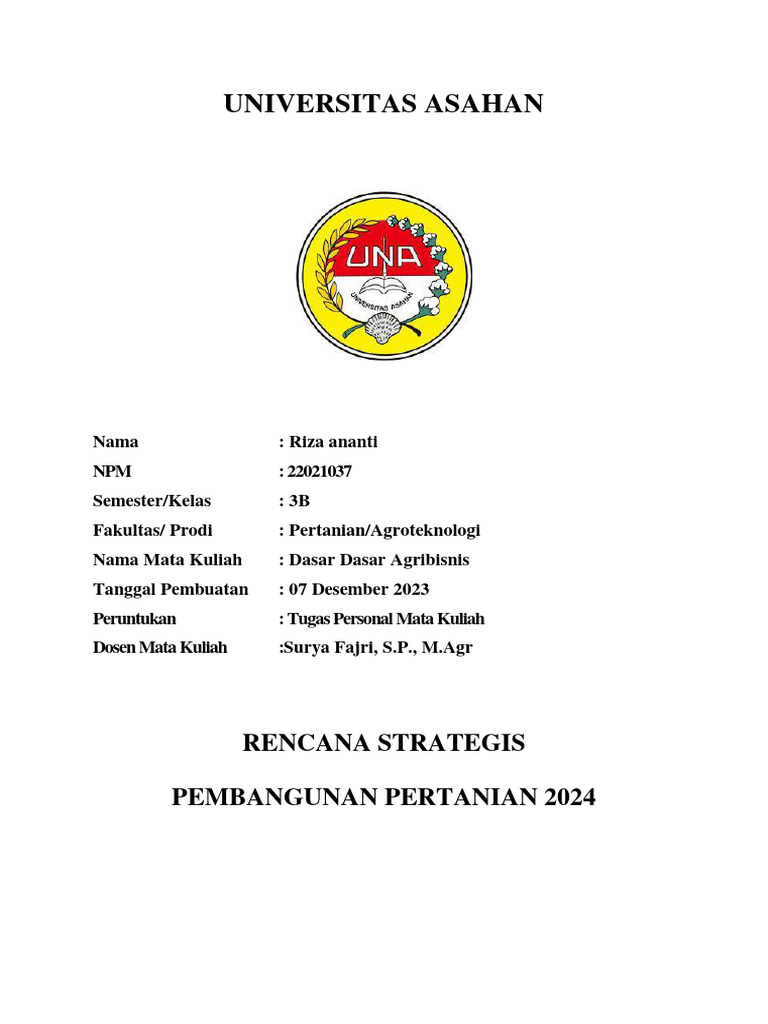 Rencana Strategis Pembangunan Pertanian 2024 | PDF Rencana Strategis Pembangunan Pertanian 2024 | PDF