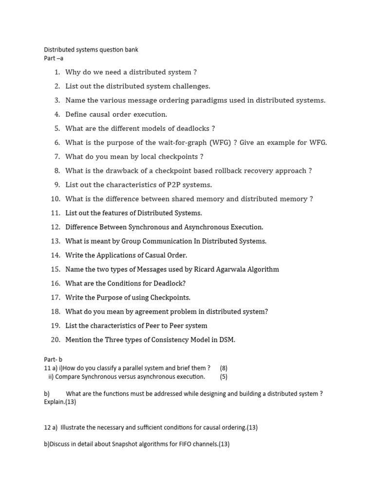 Distributed Systems Question Bank | PDF | Distributed Computing ... Distributed Systems Question Bank | PDF | Distributed Computing ...