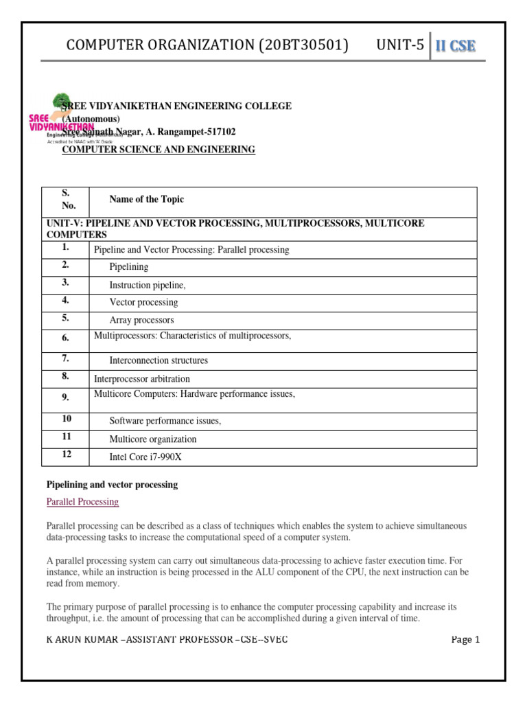 UNIT-5 COMPUTER ORGANIZATION NOTES | PDF