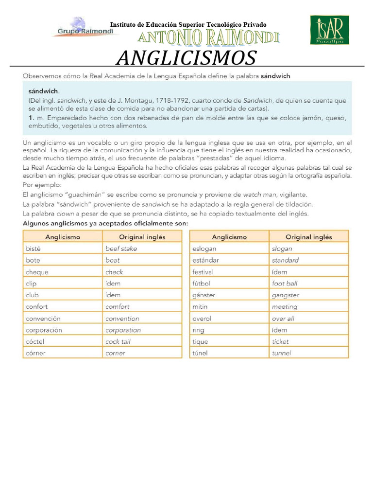 4-Actividad-Anglicismos y Barbarismos-Estudiantes | PDF