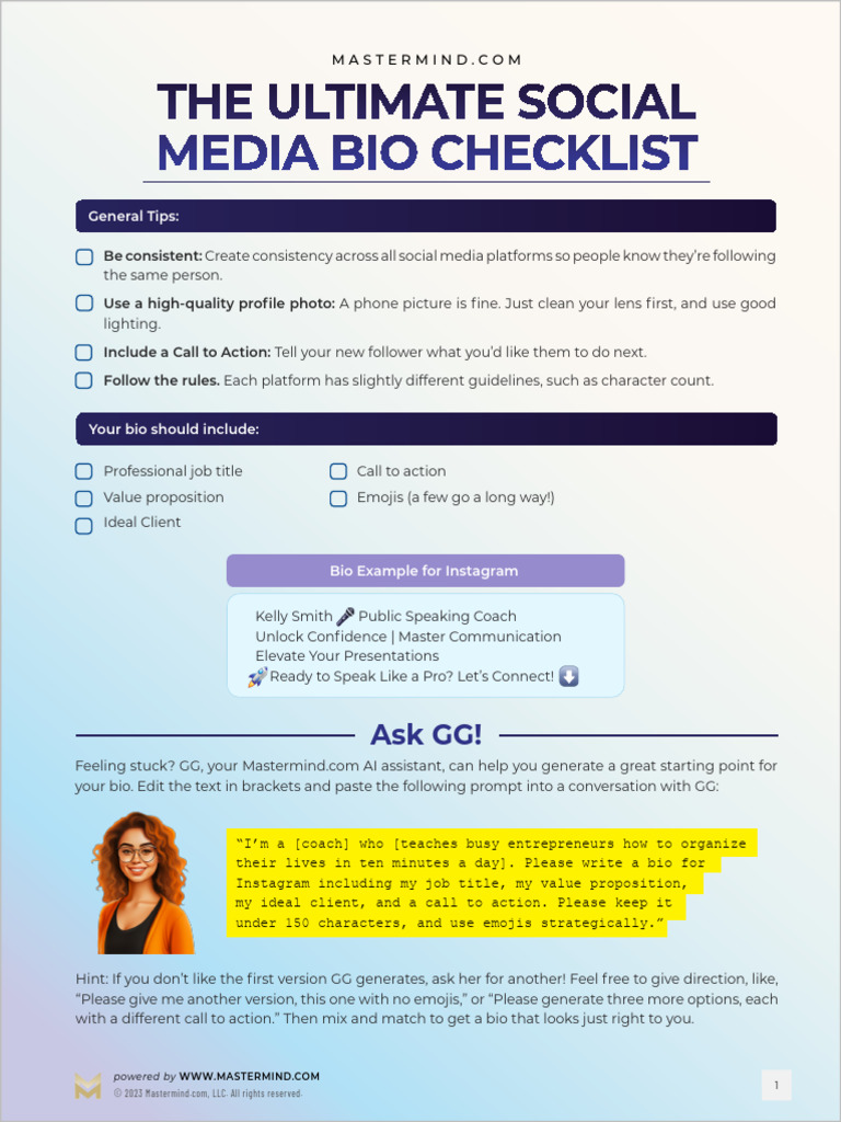 The Ultimate Social Media Bio Checklist | PDF