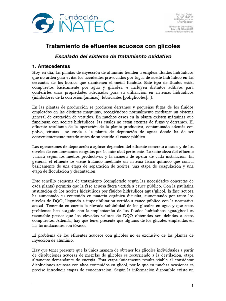 Tratamiento de efluentes con glicoles | PDF | Redox | Agua