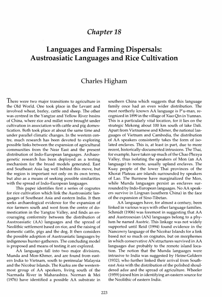 Austroasiatic Languages and Rice Cultivation | PDF | Archaeology ...