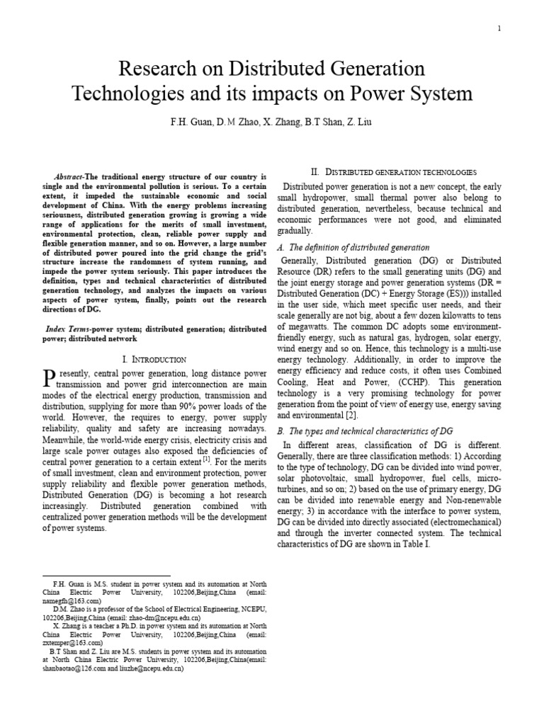 Research On Distributed Generation | PDF | Distributed Generation | Electricity Generation