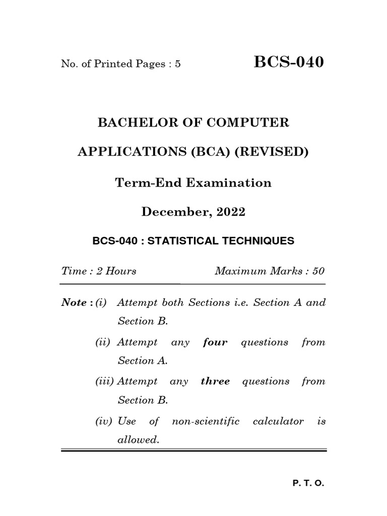 BCS 040 | PDF | Applied Mathematics | Data Analysis