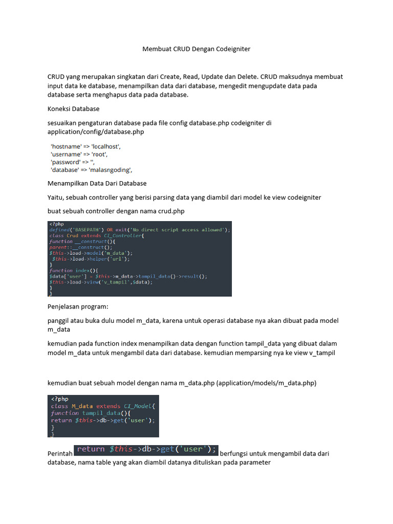 Membuat CRUD Dengan Codeigniter | PDF