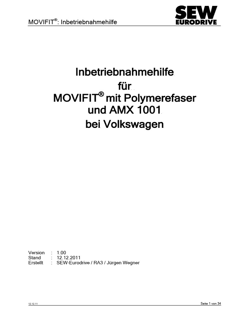 MOVIFIT - AMX1001 - Inbetriebnahmehilfe - 100-MOVIFIT | PDF
