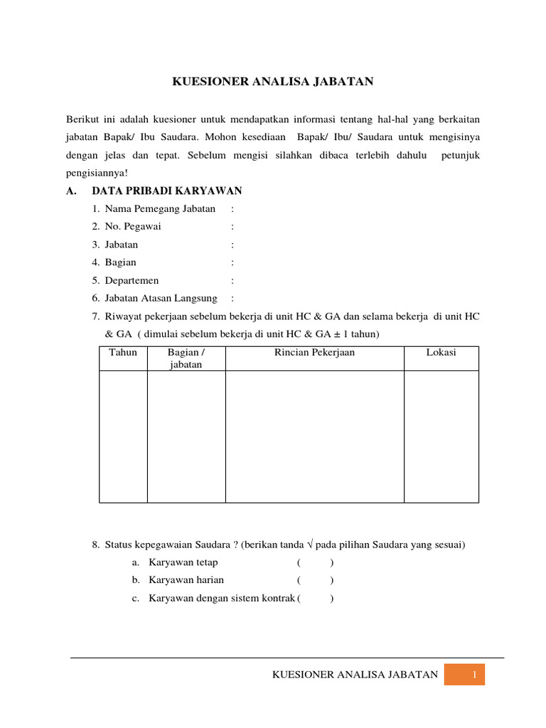 Kuesioner-Analisa-Jabatan | PDF