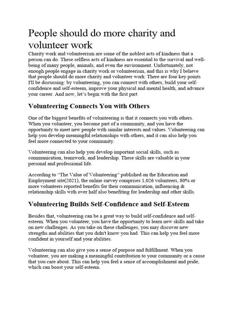Be A Volunteer | PDF | Volunteering | Self Esteem