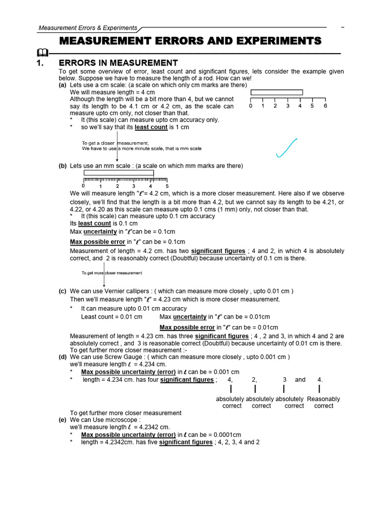 17569 Lecture Notes 1 Measurement Error Experiment E Pdf
