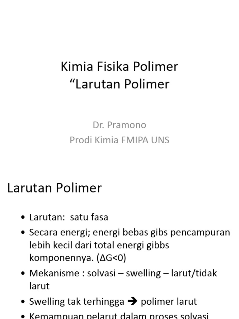 Analisis Larutan Polimer dan Kelarutannya | PDF