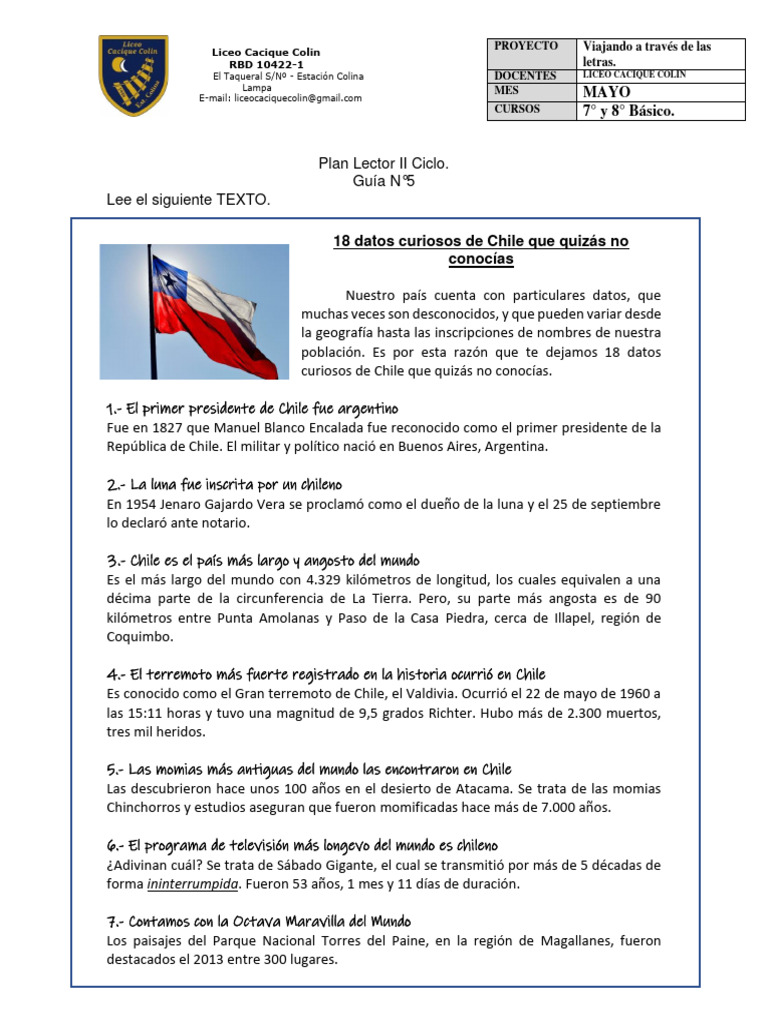 Plan Lector (5) 7mo y 8vo | PDF | Libros para adolescentes