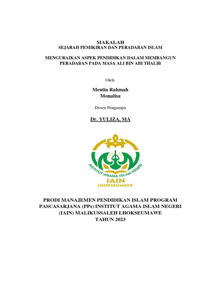 Menguraiakn Aspek Pendidikan Masa Ali Bin Abi Thalib | PDF