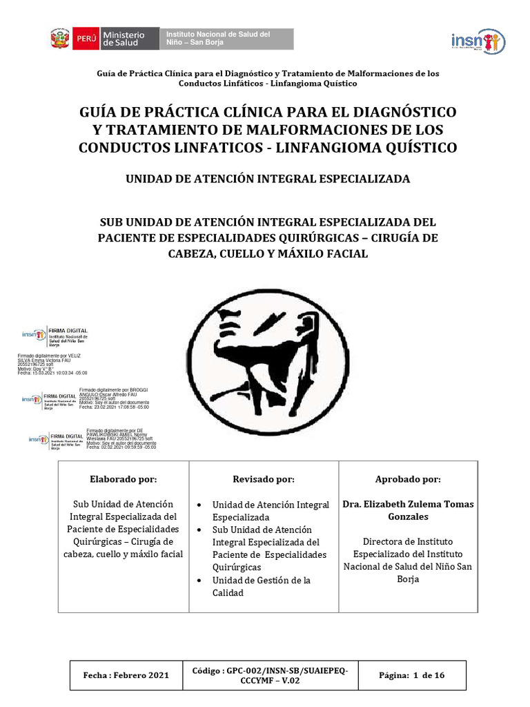 RD #000050-2021-Dg-Insnsb GPC Linfangioma Quistico Final | Descargar gratis PDF | Enfermedades y ...