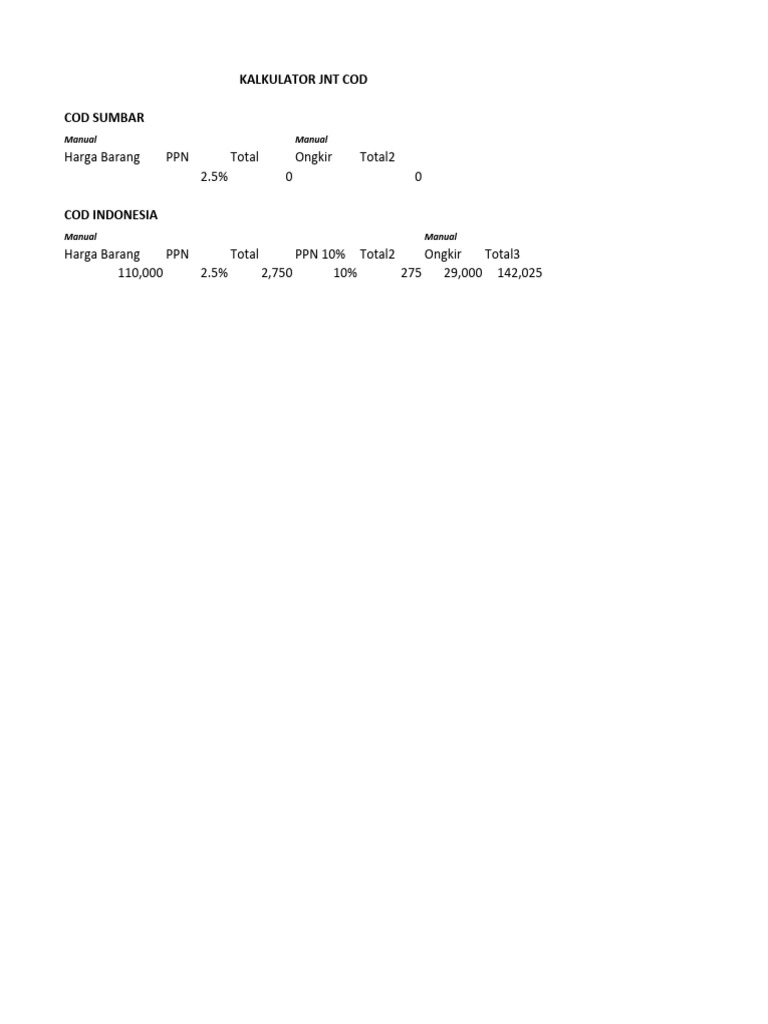 Kalkulator JNT | PDF