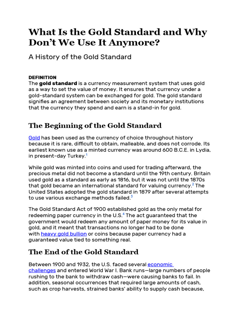 The Gold Standard | PDF | United States Dollar | Gold Standard