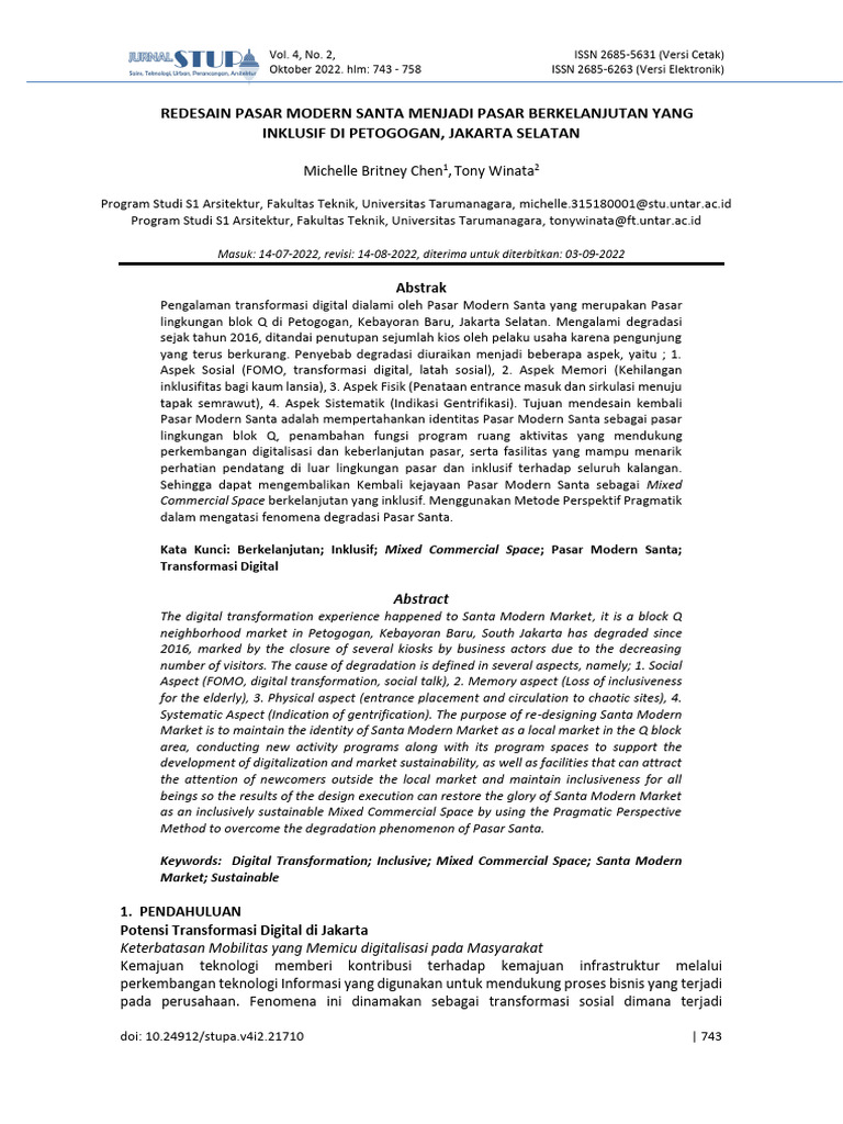 Redesain Pasar Modern Santa Menjadi Pasar Berkelanjutan Yang Inklusif ...