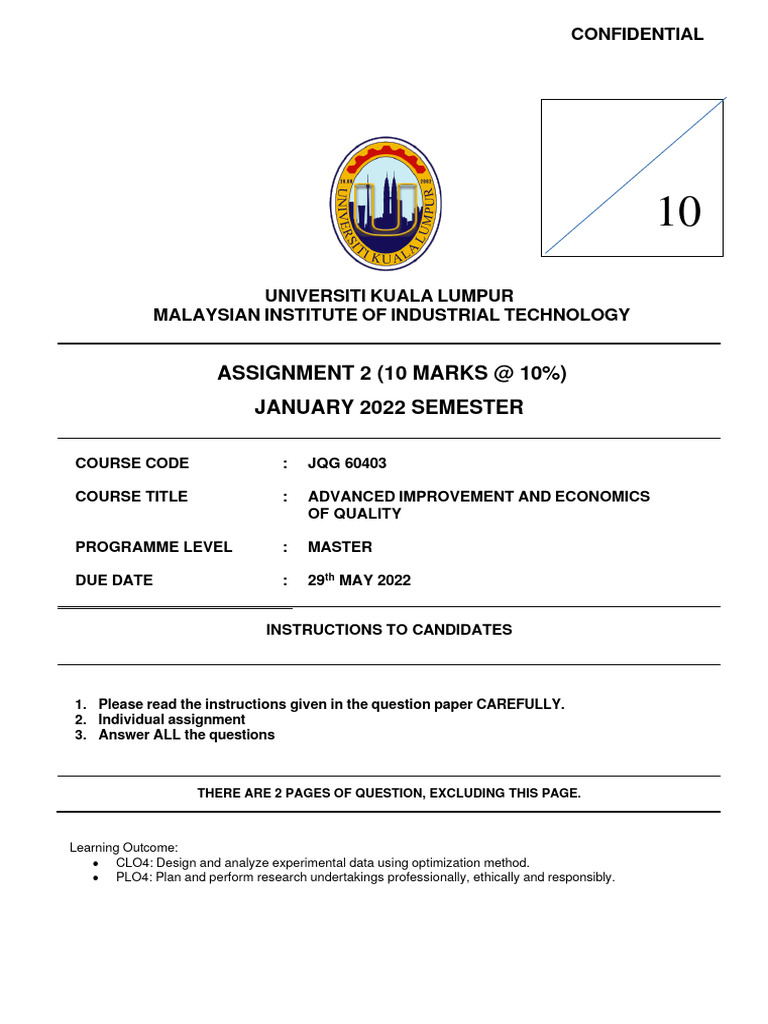 Assignment 2 | PDF | Experiment | Design Of Experiments