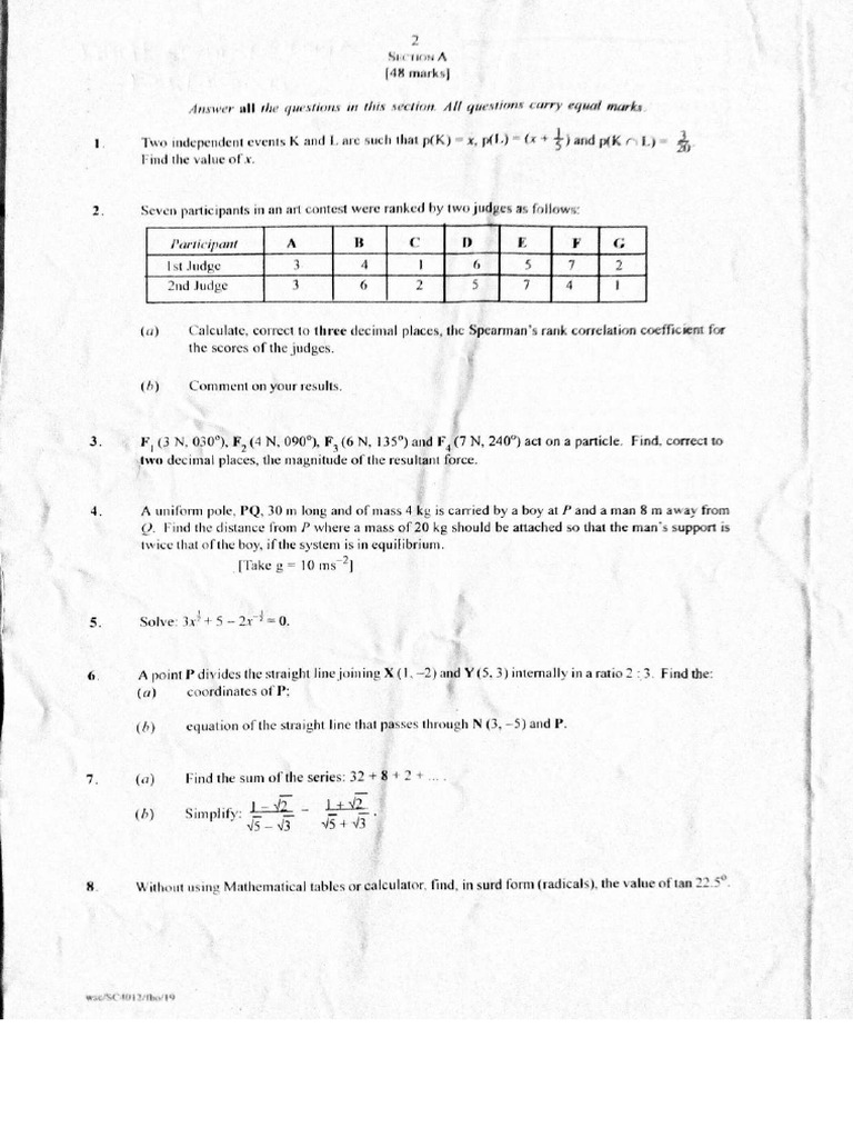 2019 Wassce Elective Maths Paper 2 | PDF