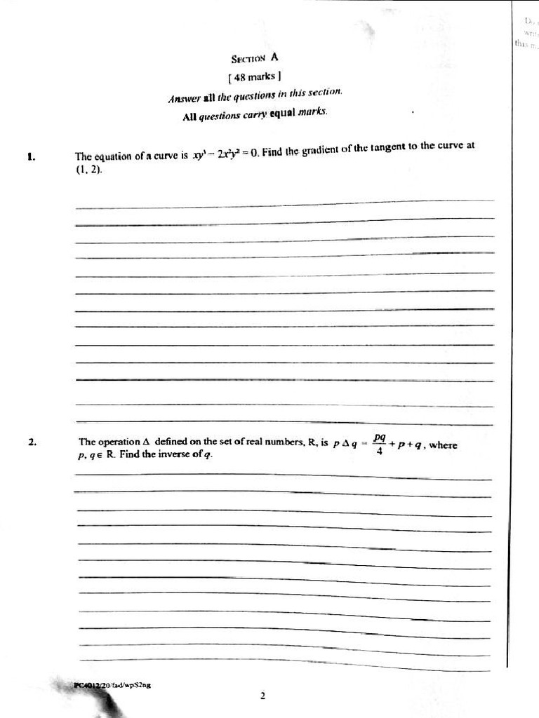 2020 Wassce Elective Maths Nov Dec Paper 2 | PDF