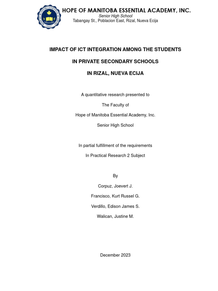 ICT Impact on Students in Rizal Schools | PDF | Educational Technology ...