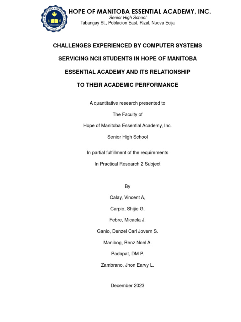 Challenges Exprienced by Computer Systems Servicing NCII Students in ...