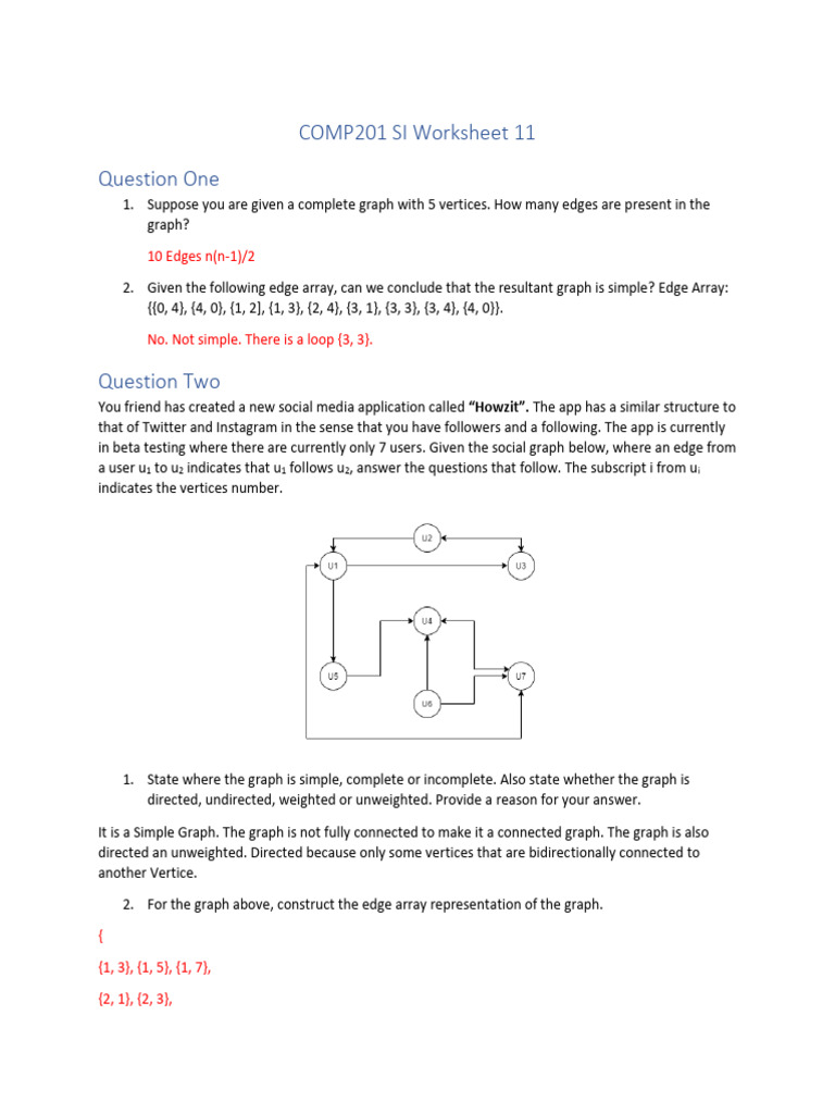 COMP201 SI Worksheet 11 - Suggested Solns | PDF | Applied Mathematics ...
