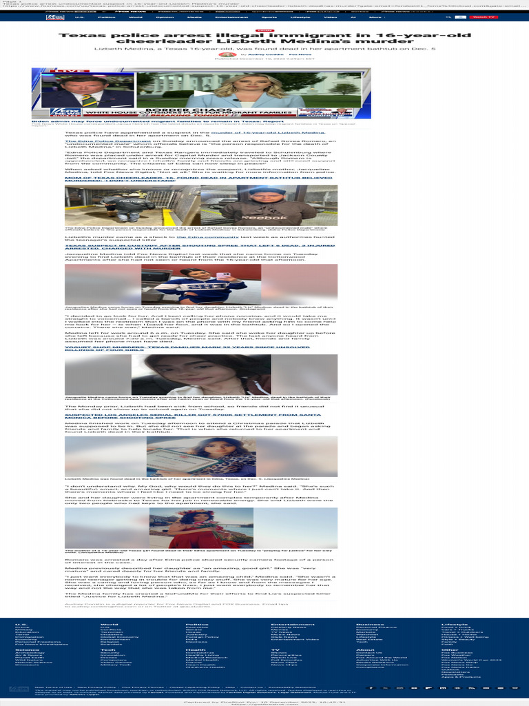 Texas Police Arrest Undocumented Suspect in 16-Year-Old Lizbeth Medina | PDF | Illegal ...