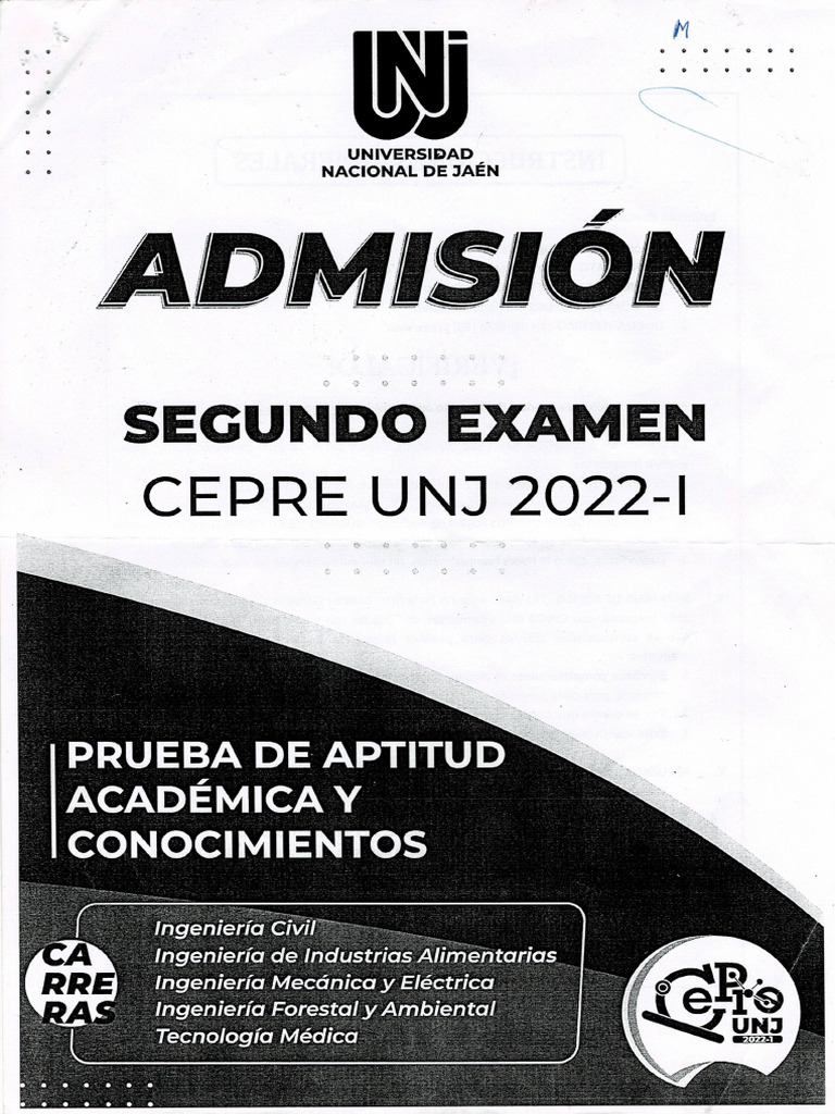 2do Examen Admision Cepre Unj 2022 - 1 | PDF