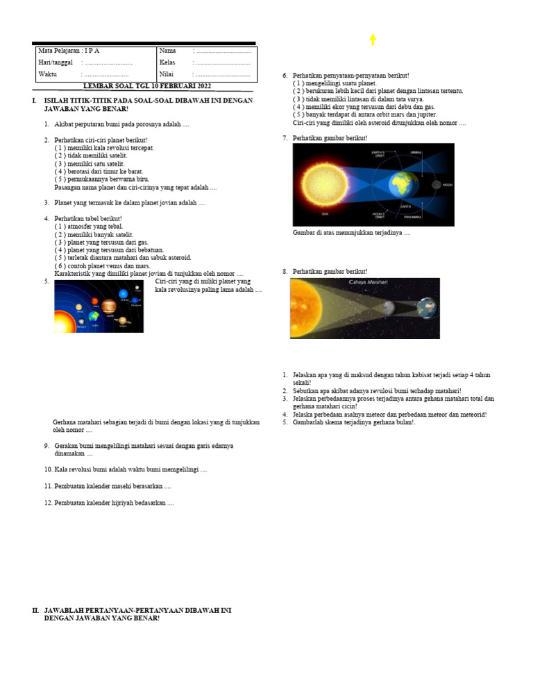 Soal-Soal Ipa Planet TGL 10 Feb '22 | PDF | Sains & Matematika | Dewasa ...
