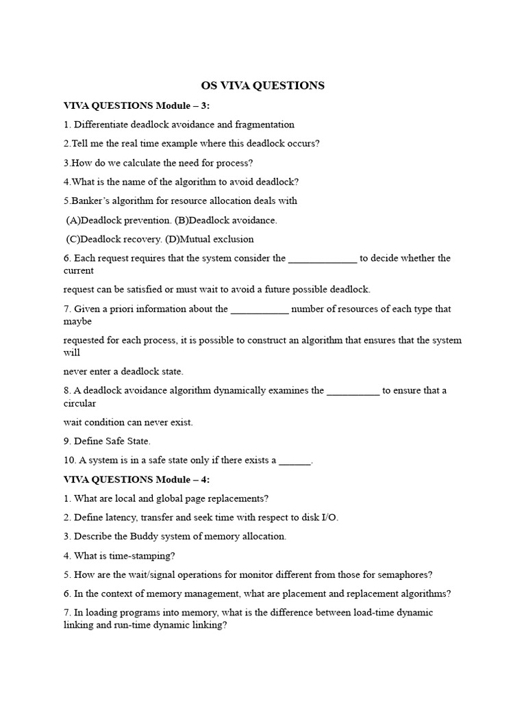 OS VIVA QUESTIONS - Module-3,4 | PDF