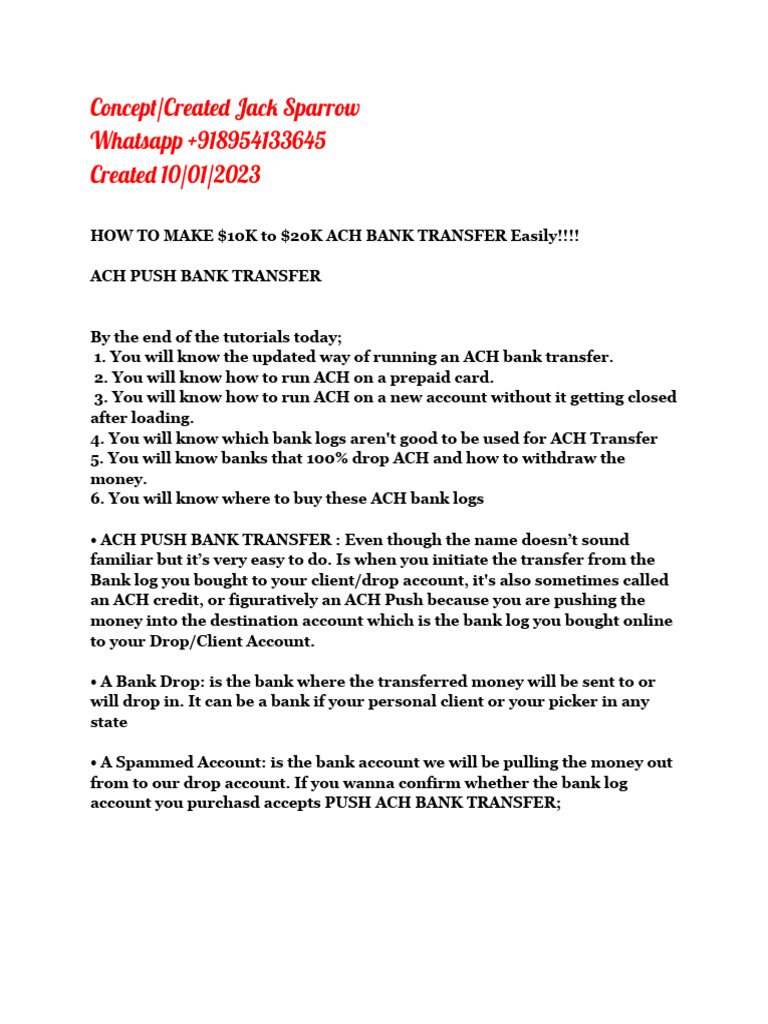 ACH Tutorial 2023 | Download Free PDF | Banks | Wire Transfer