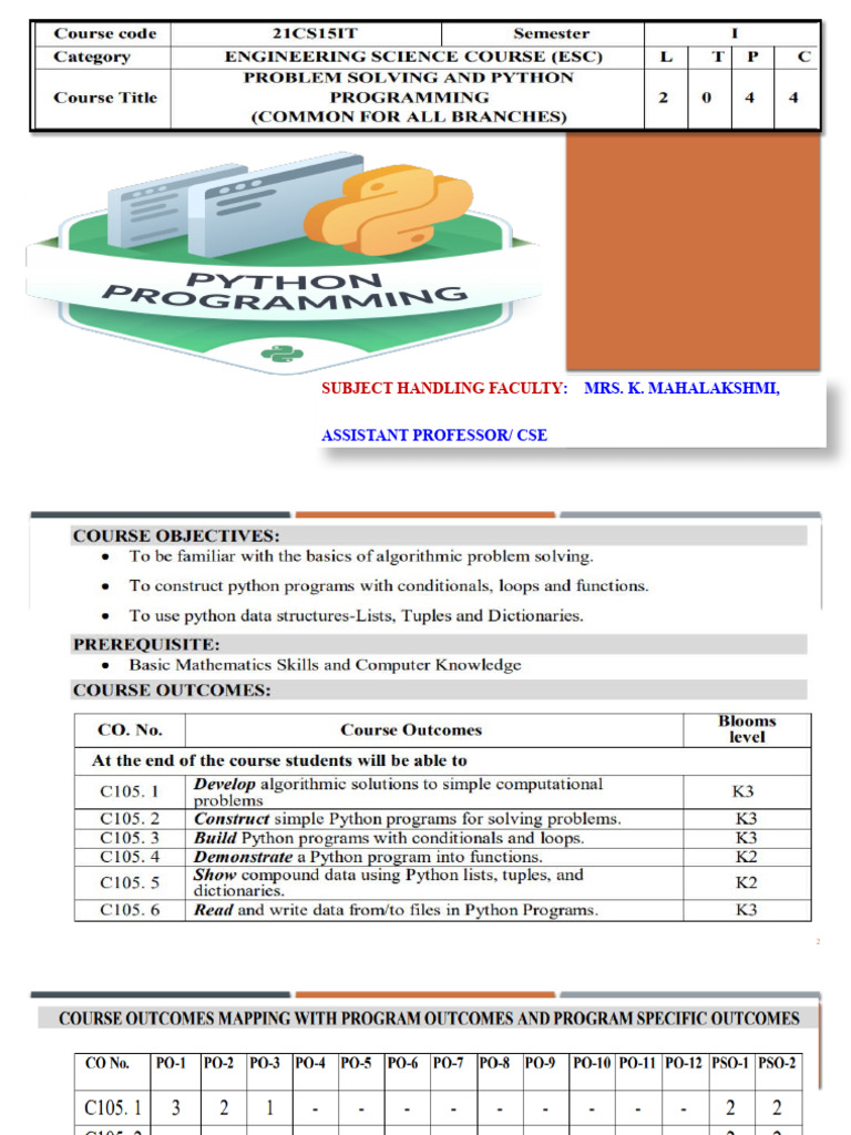 Unit-1 Algorithmic Problem Solving and Basics of Python | PDF | Machine Learning | Control Flow