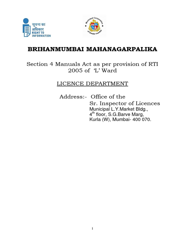 RTI Handbook for Mumbai License Dept. | PDF | License